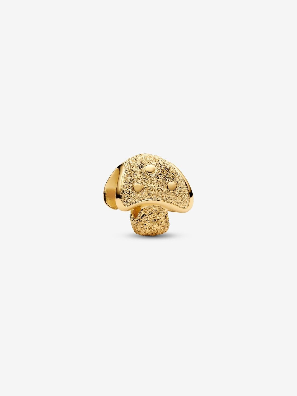 Mini Conta Pandora Cogumelo Texturada Revestimento de ouro 14k